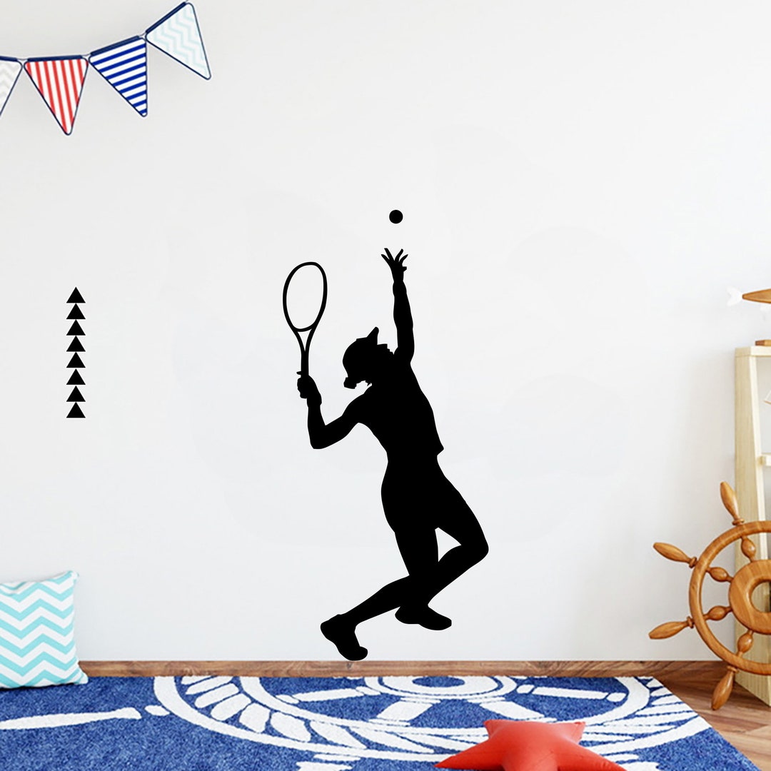 Tennis Wall Decal Tennis Girl Wall Decal Sport Vinyl Tennis Boys Wall ...