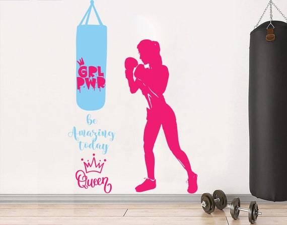 Boxing Wall Decal Girl Boxing Girl Power Fitness Grl Pwr Decor - Etsy