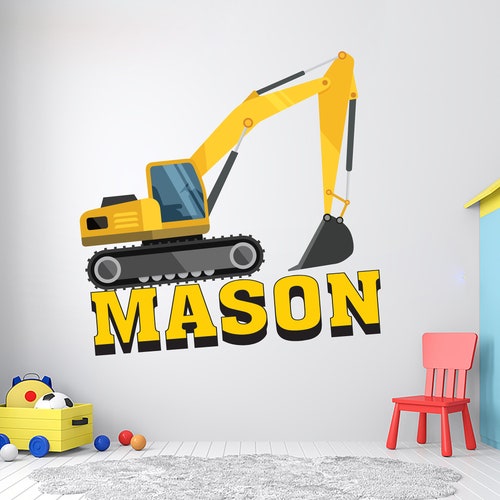 Constuction Truck Wall Decal Kids Wall Decor Custom Nursery - Etsy