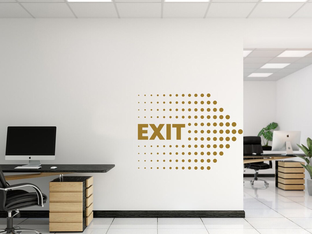 Exit Sign Arrow Decor Office Wall Decal Teamwork Business Worker ...