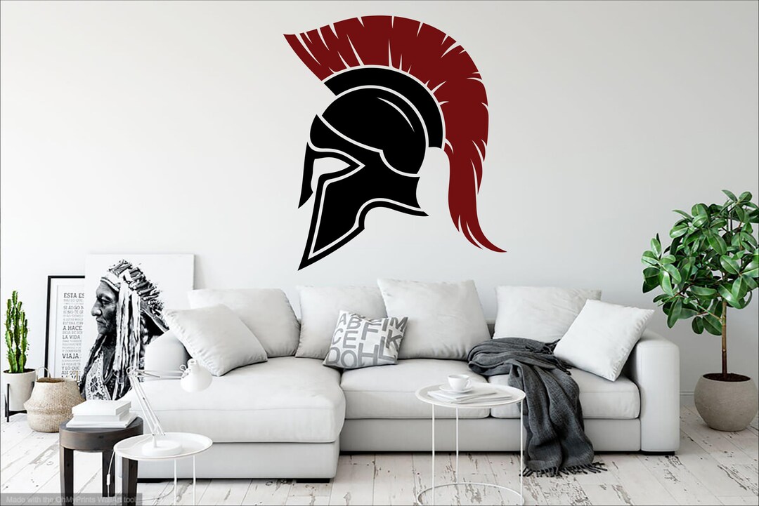 Spartan Helmet Wall Decal, Spartan Wall Decal, Ancient Wall Art ...