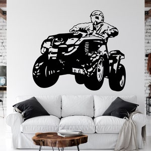 ATV Rider Wall Decal, Quad Wall Decor 4x4 Wheeler Offroad Bedroom Dirt ...