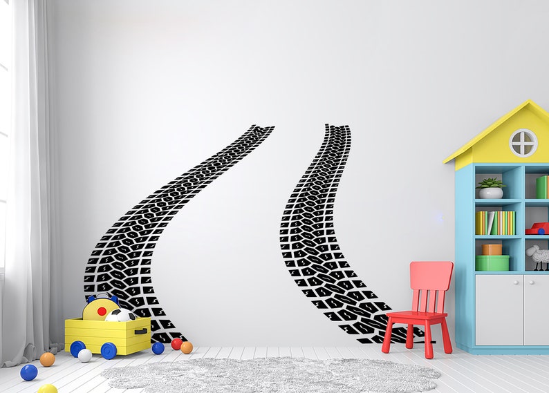 Tire Marks Wall Decor Tire Track Wall Decal Racing Road Tire - Etsy