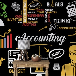 Accounting Wall Decal Office Wall Mural Business Peel and Stick Fabric ...