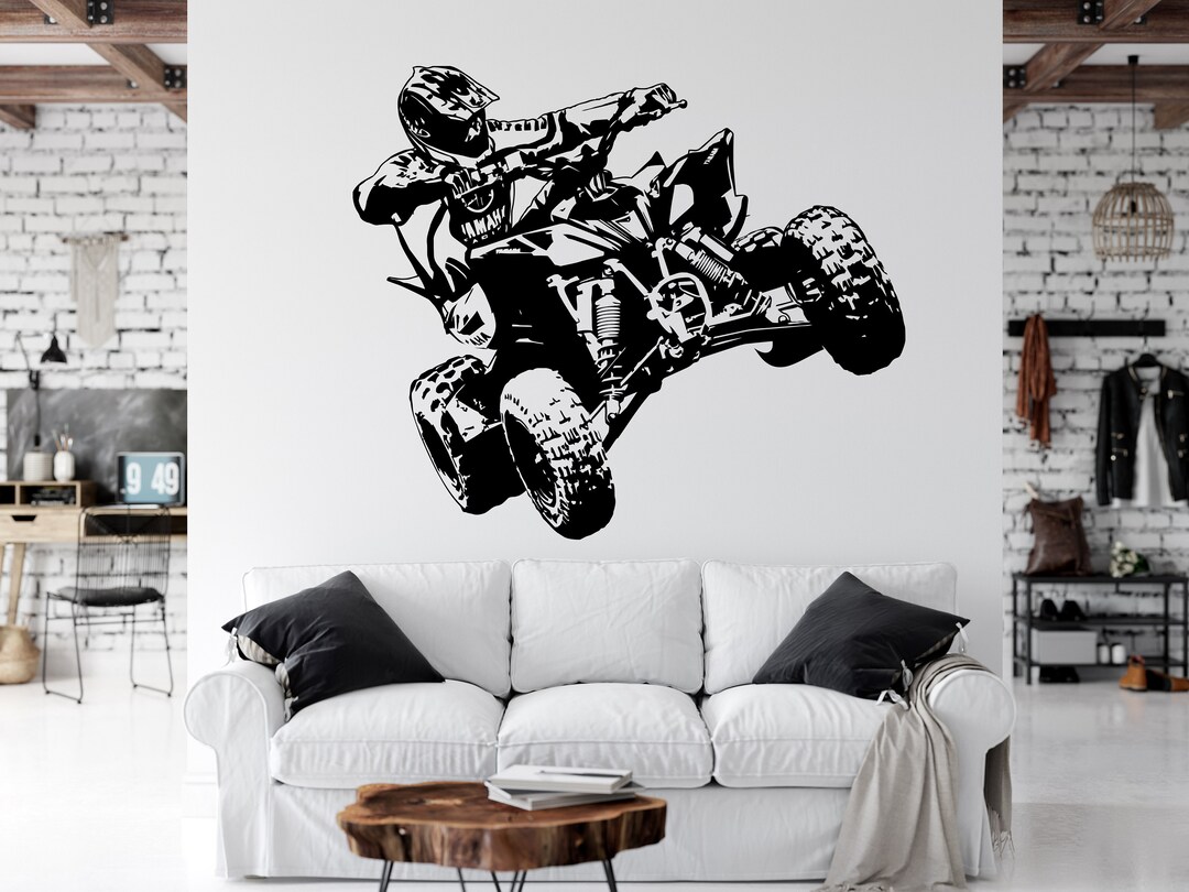ATV Rider Wall Decal, Quad Wall Decor 4x4 Wheeler Offroad Bedroom Dirt ...