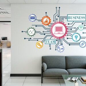 Circuit Board Wall Decal, Technology Vinyl Wall Art Decals, Company ...