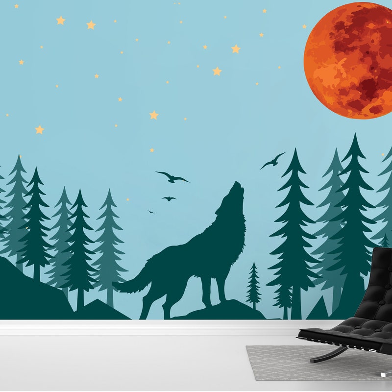 Howling Wolf Wall Decal - Etsy