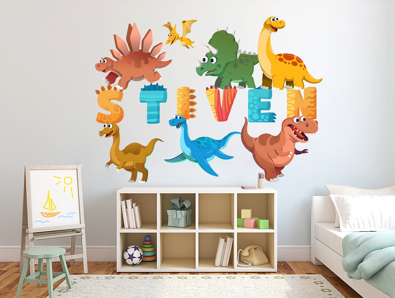 Dinosaur Wall Decal Dinosaur Wall Art Custom Name Decals - Etsy