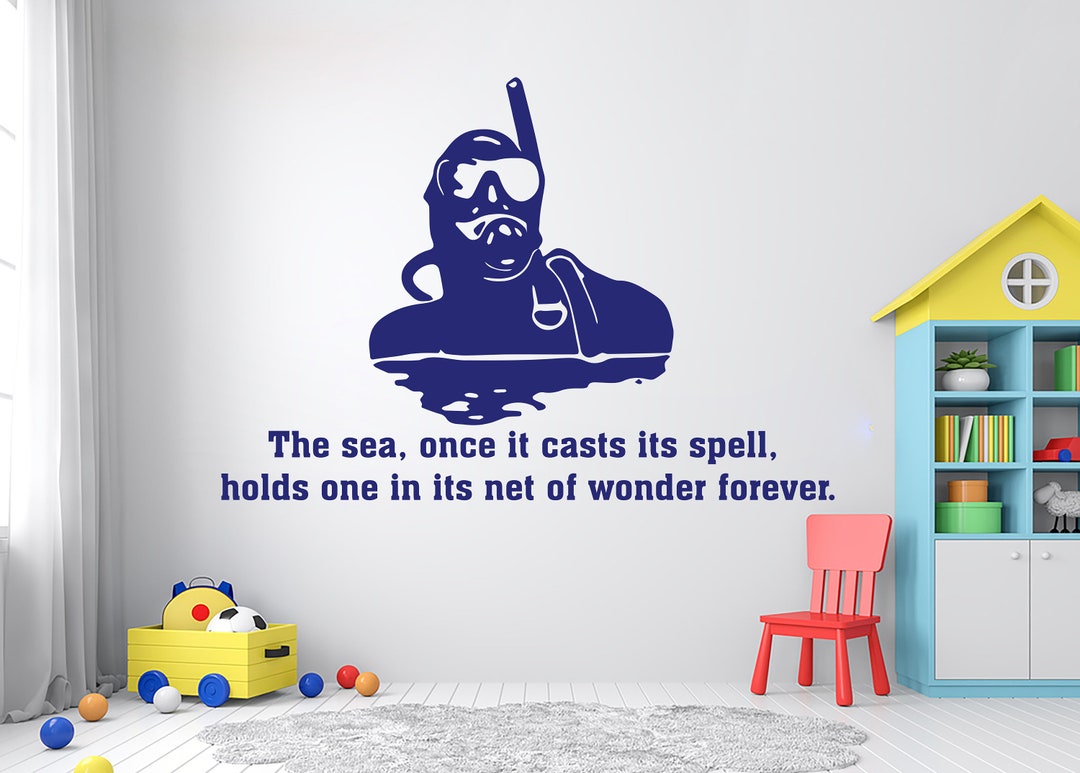 Scuba Diving Wall Decals Girl Diver Sport Diving Wall Decals Ocean Fish ...