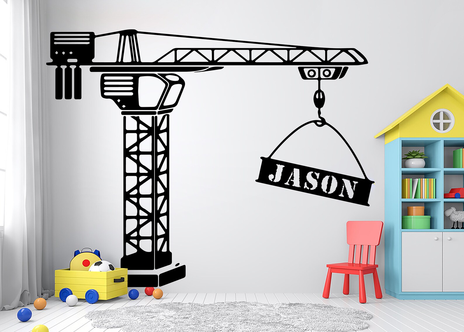 Large Custom Name Construction Tower Crane Truck Wall Decal - Etsy