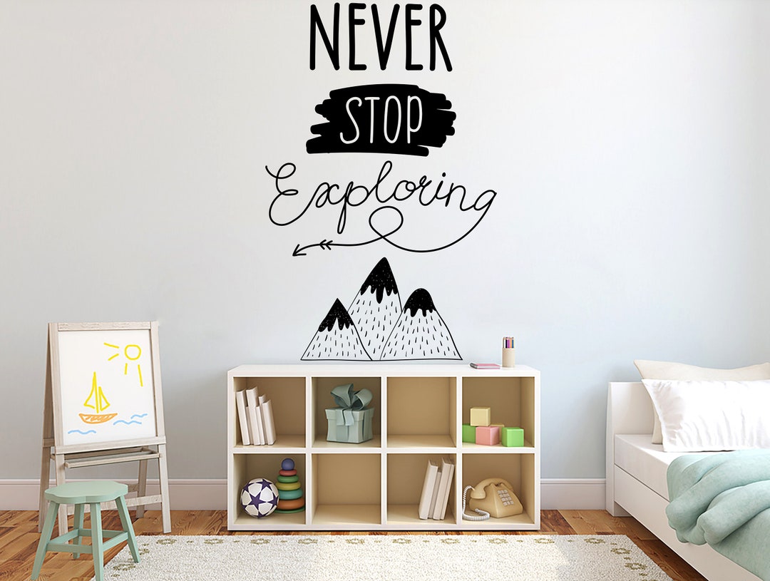 Never Stop Exploring Wall Decal, Kids Room Bear Sticker Art Vinyl Wall Decal Smart Decals Wall ...
