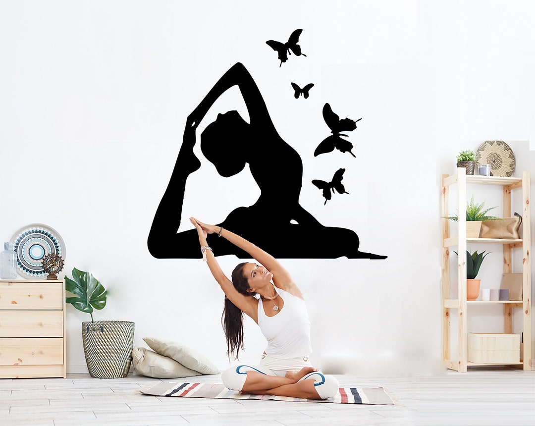 Yoga Stickers Wall Decor Yoga Meditation Decal Art Namaste Chakra Lotus ...
