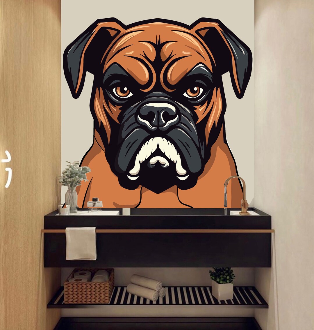 Angry Boxer Dog Wall Decal Dog Kids Wall Art Decal Dog Lover Animals ...