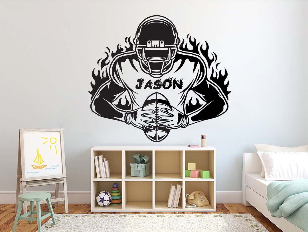 Football Wall Sticker Large Custom Name American Football Wall Decal ...