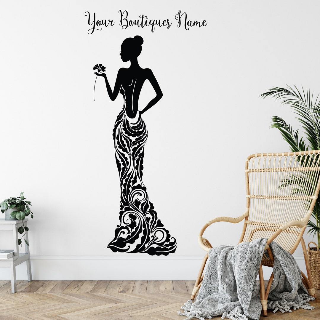 Women Fashion Couture Boutique Wall Decal Girls Clothing Atelier Dress ...