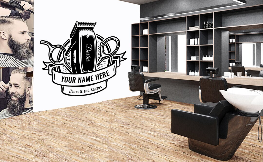 Barber Decal Barber Wall Decal Custom Barber Shop Decor - Etsy