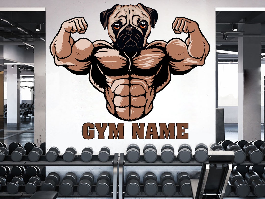 Pug Wall Decal Dog Gym Decor Dog Gym Pug Dog Wall Art Dog Lover Animals ...