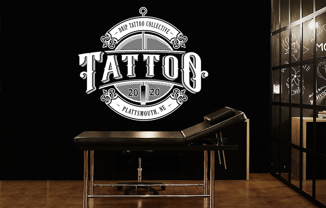 Tattoo Shop Wall Decal Tattoo Studio Sign Logo Wall Stickers Custom ...