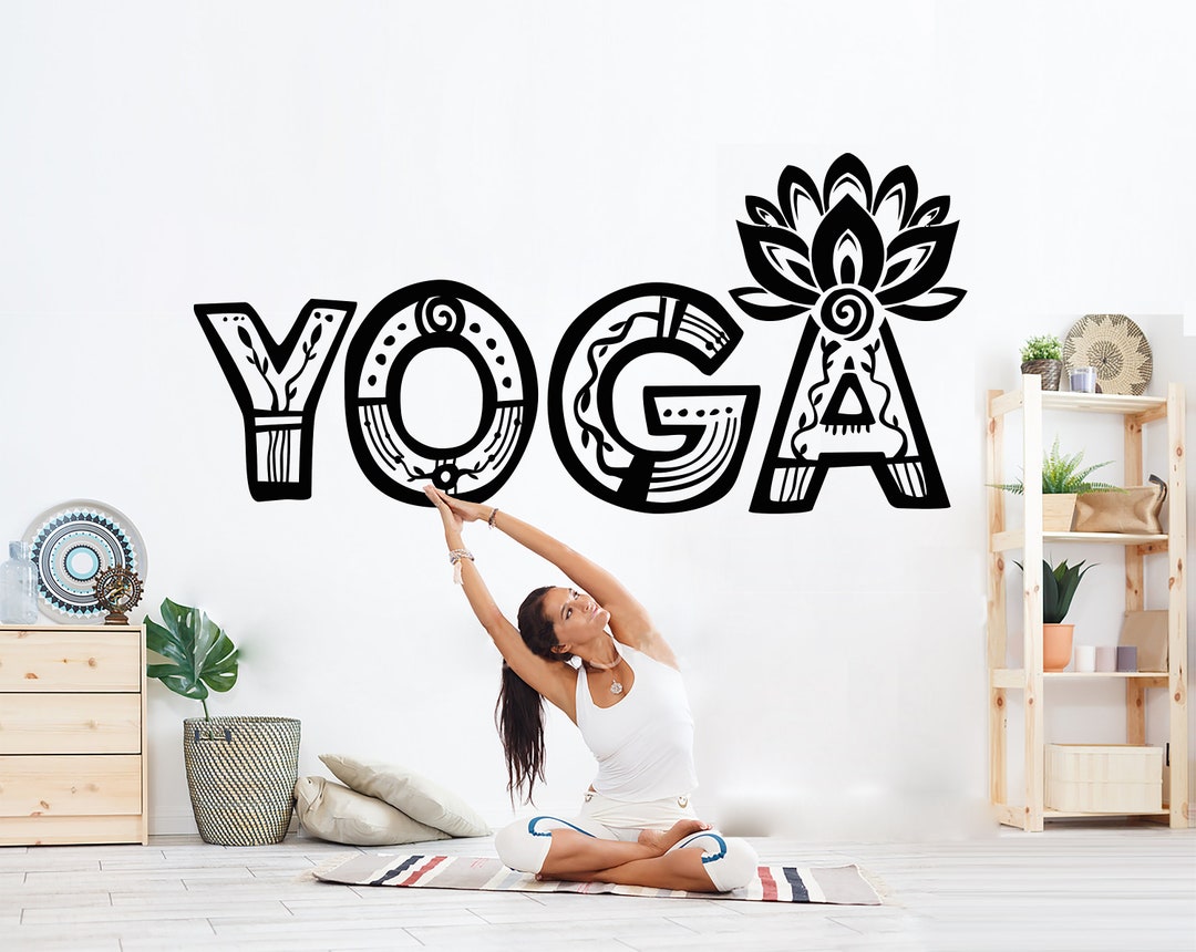 Yoga Stickers Wall Decor Yoga Meditation Decal Art Namaste Chakra Lotus ...