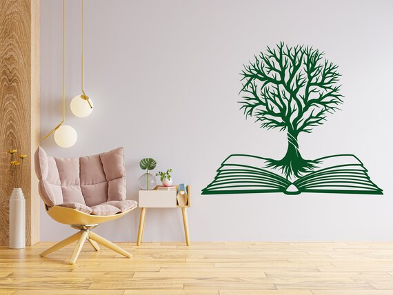 Book Tree Wall Decal Books Tree Wall Art Reading Room Library - Etsy