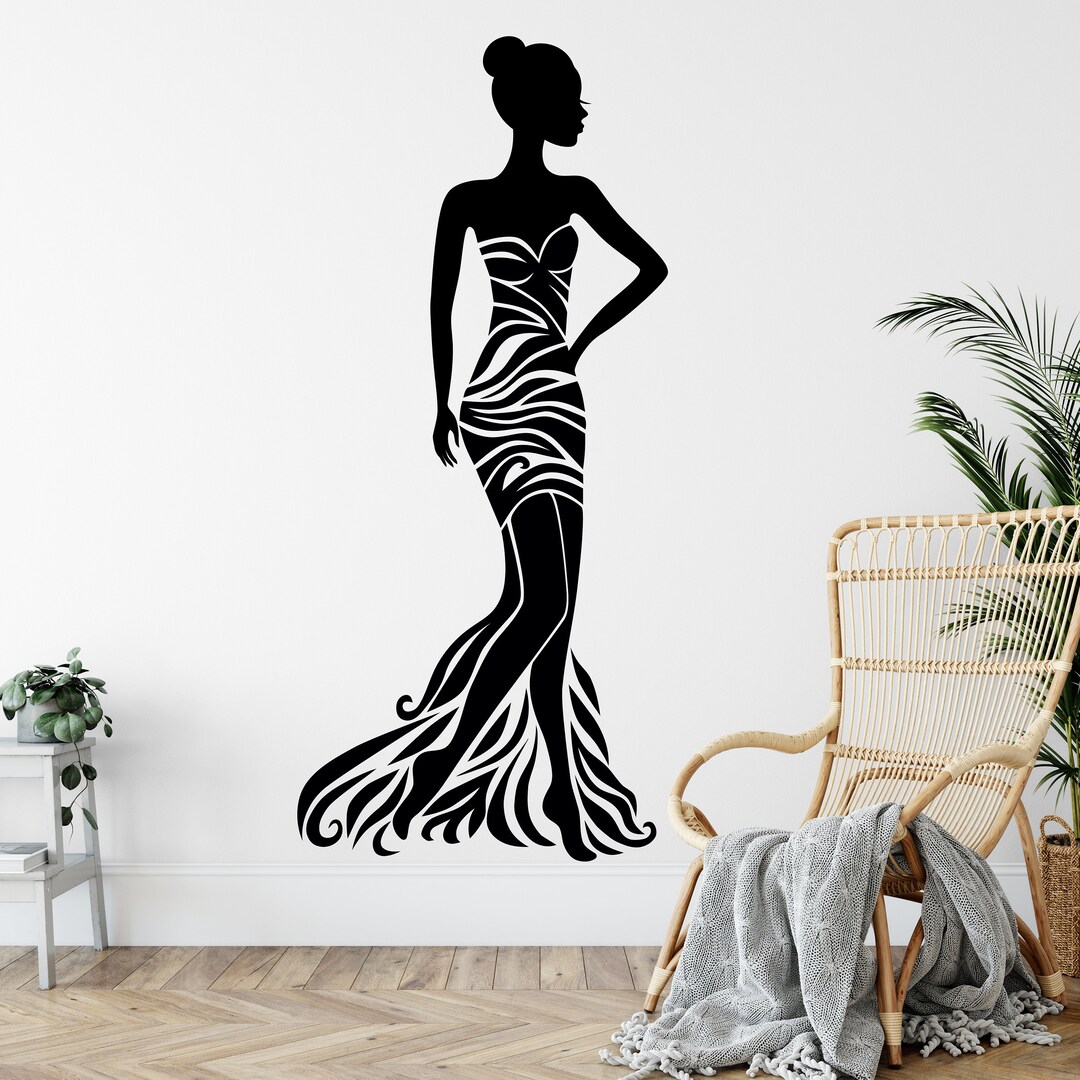 Women Fashion Couture Boutique Wall Decal Girls Clothing Atelier Dress ...
