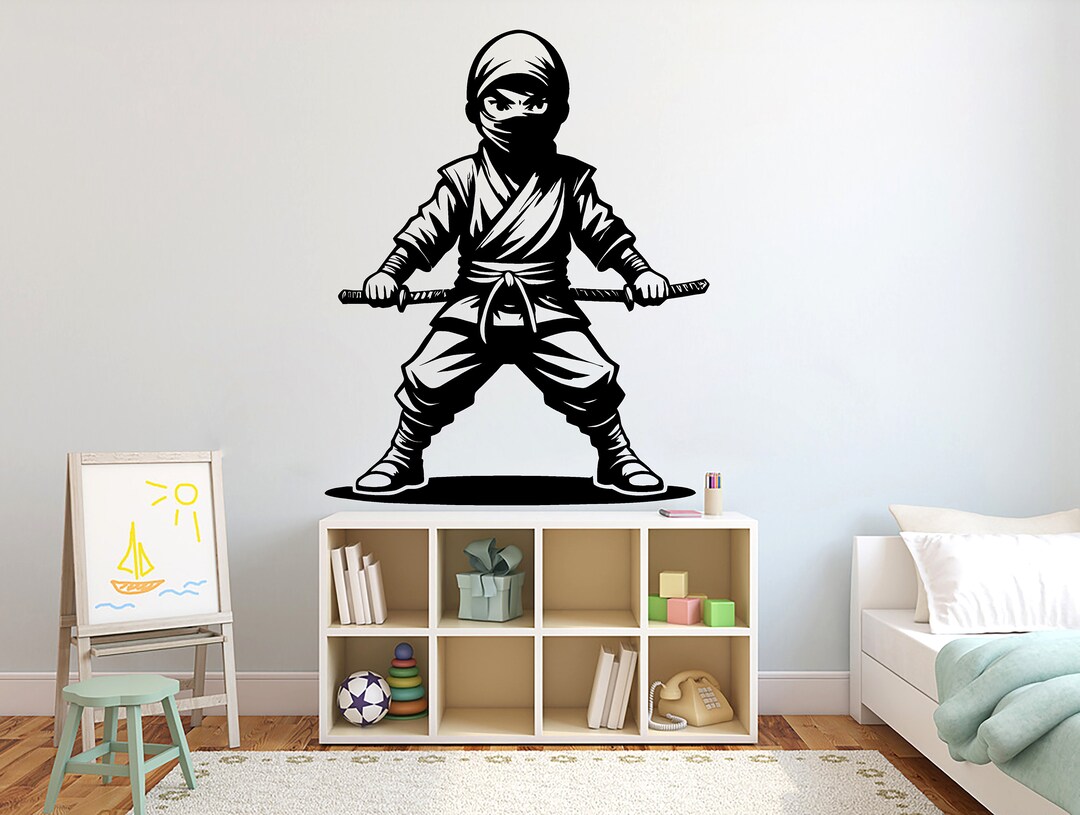 Ninja Wall Decal Ninja Art Wall Decal Sports Vinyl Ninja Gifts Kicks ...