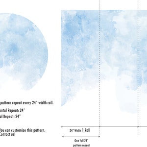 Sky Blue Cloud Mural, Sky Wallpaper Watercolor Peel and Stick Fabric ...