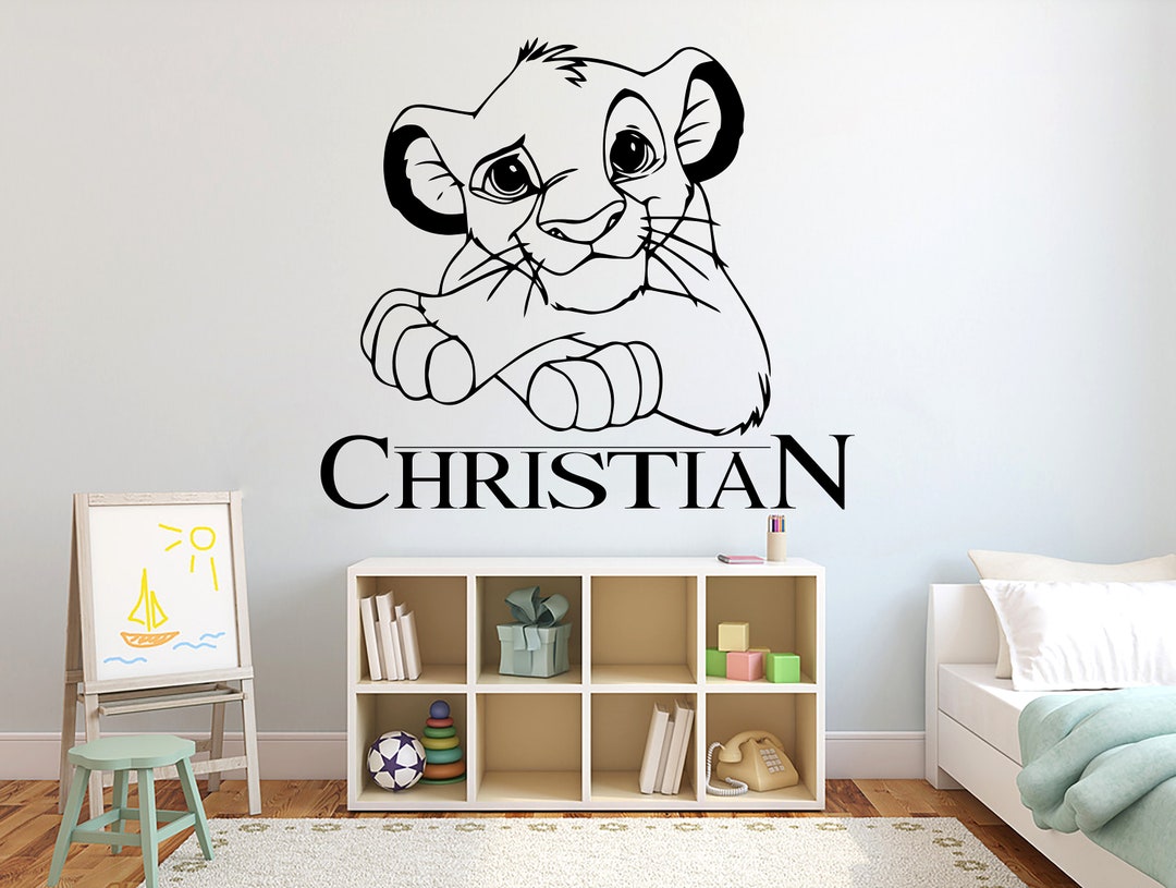 Large Custom Name Little Lion Wall Decal Kids Safari Little Lion Decal ...