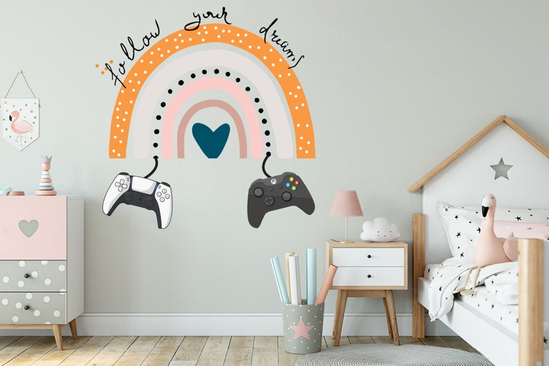 Rainbow Arch Gamer Modern Boho Controller Wall Art Arch | Etsy