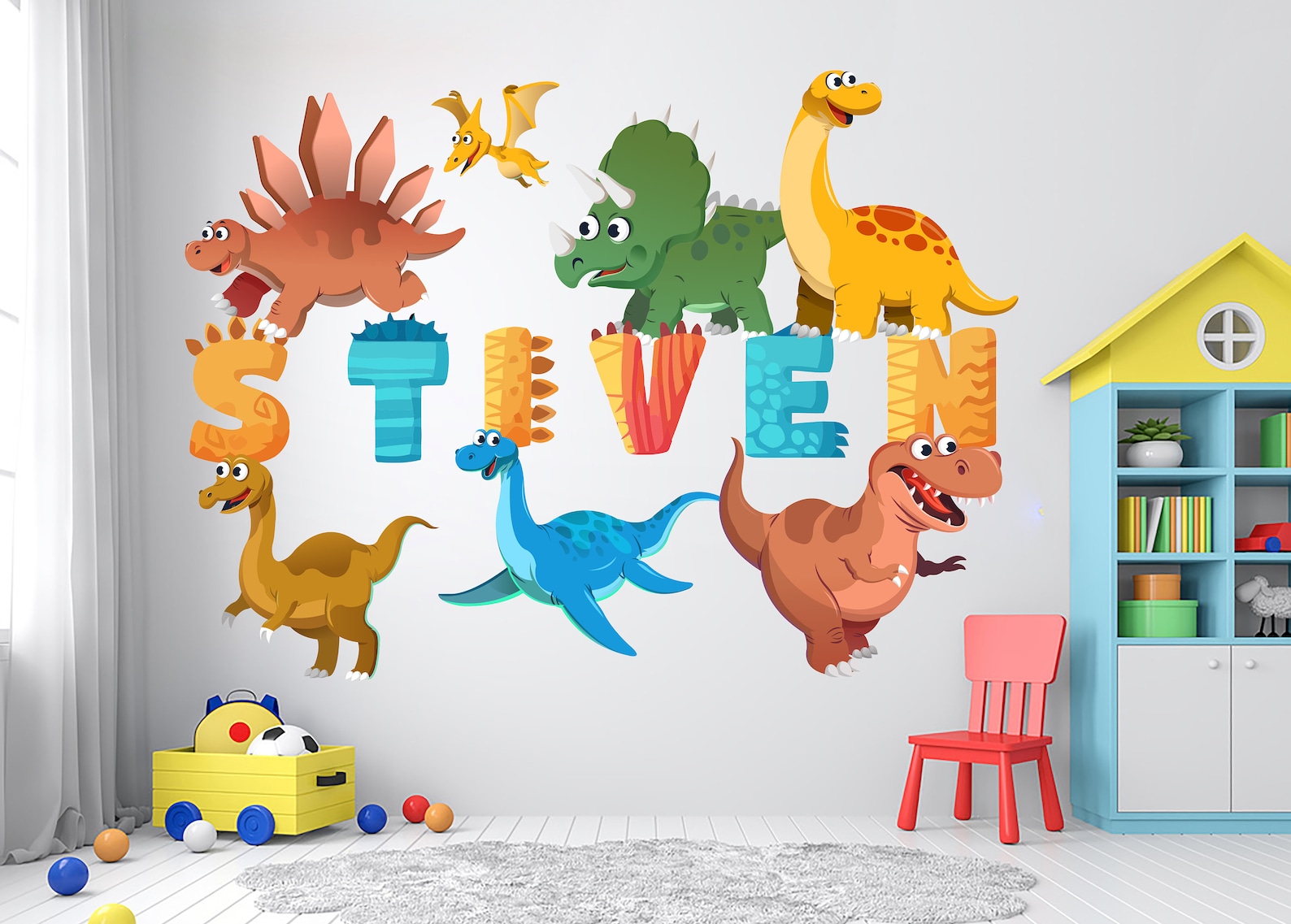 Dinosaur Wall Decal Dinosaur Wall Art Custom Name Decals - Etsy