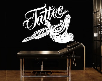 Tattoo Salon Wall Decal Tattoo Shop Sign Logo Poster Studio Design Door ...
