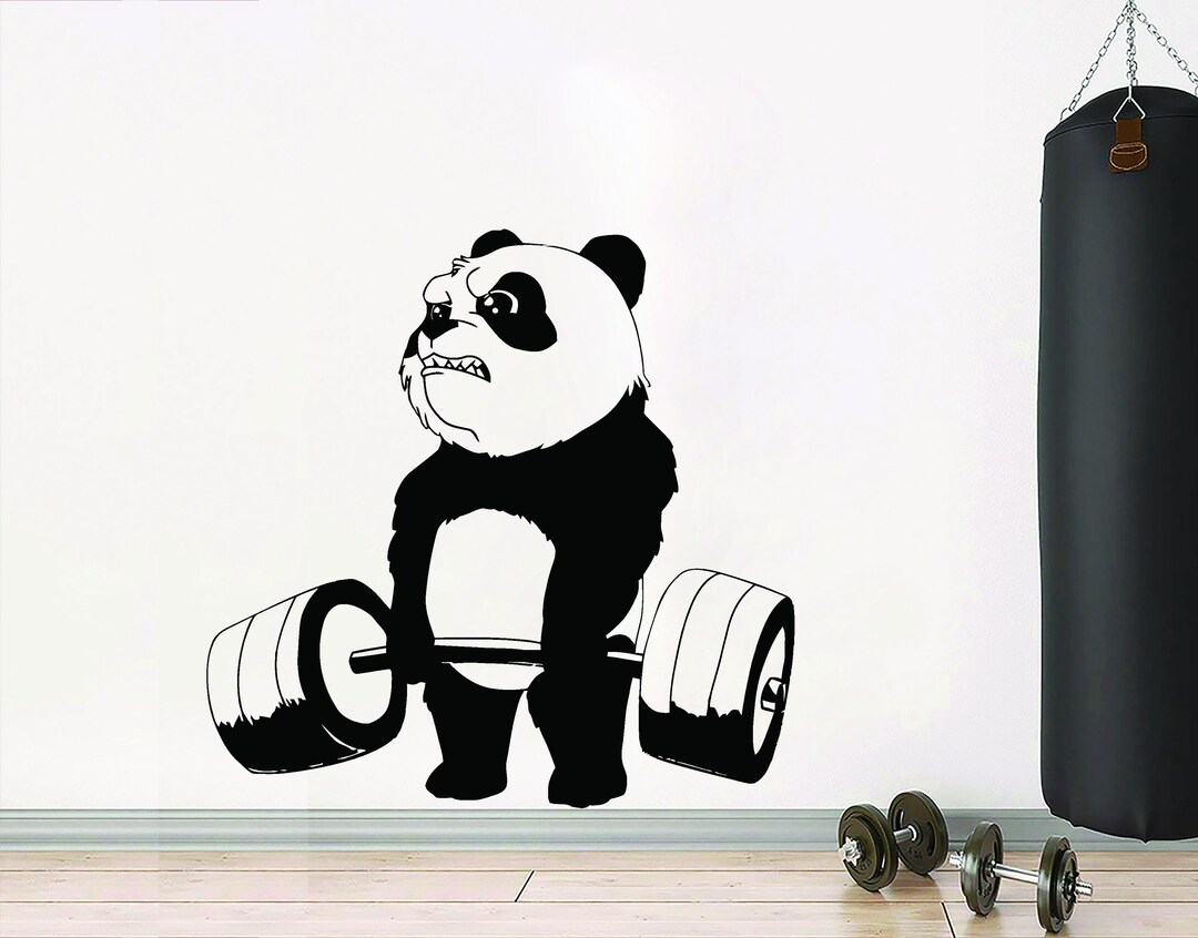 Bear Gym Wall Decal Panda Gym Decal Fitness Decor Workout Art Vinyl Gym ...