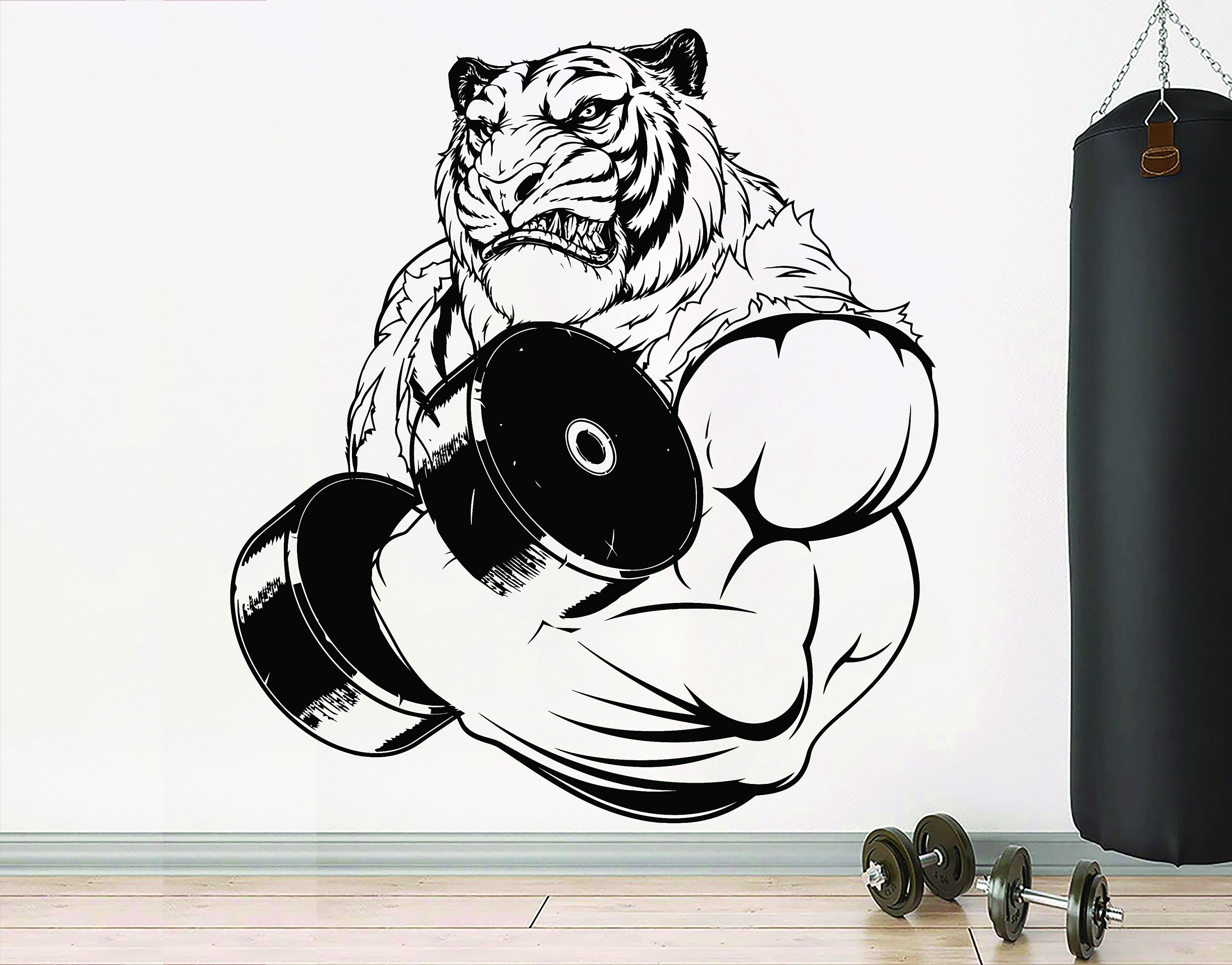 Tiger Gym Wall Decal Quote Power Fitness Quote Decor Workout - Etsy