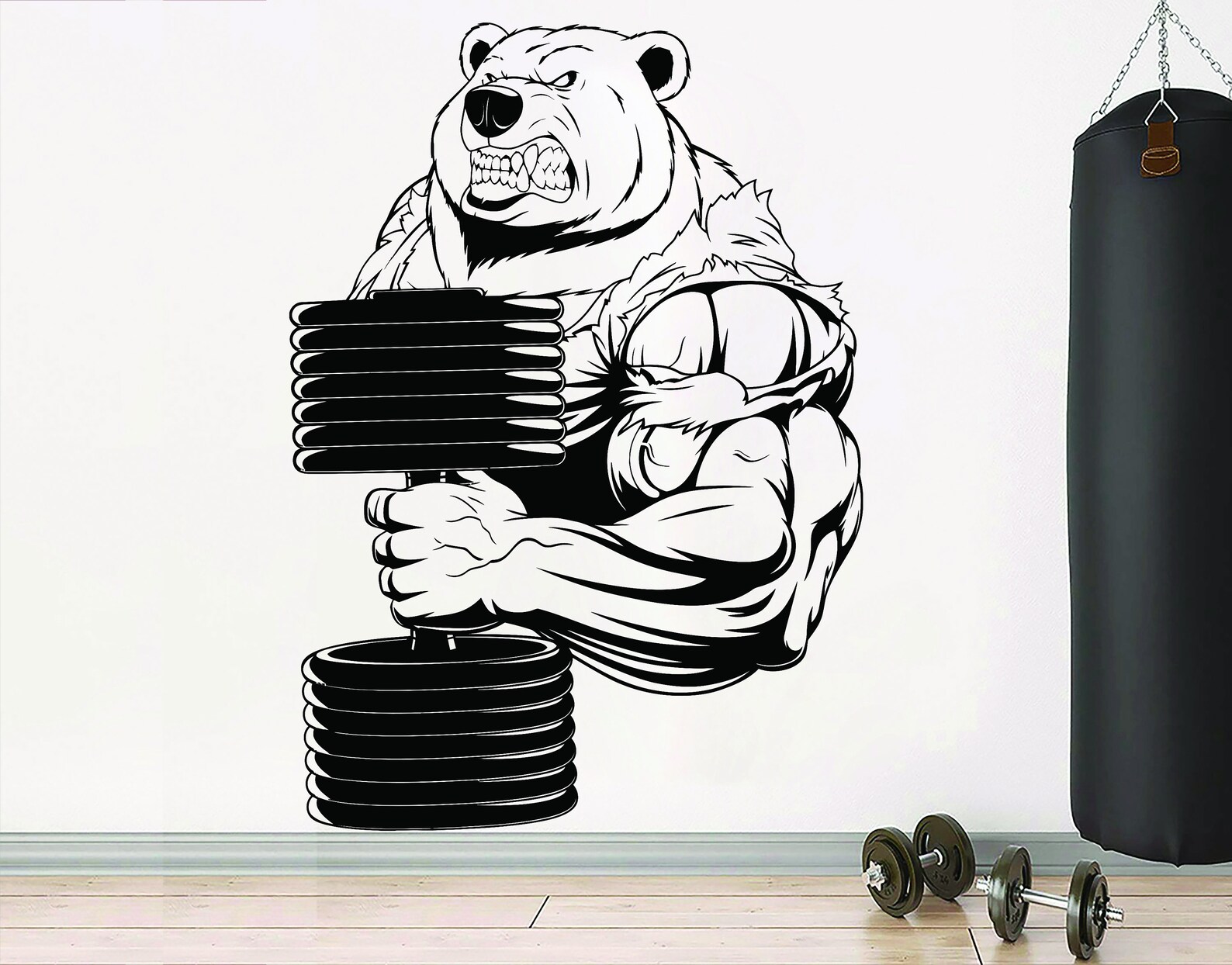 Bear Gym Wall Decal Quotepower Fitness Quote Decor Workout Art | Etsy