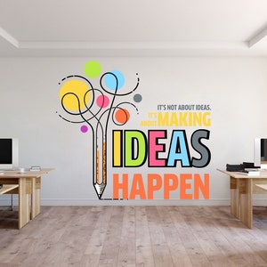 Make Idea Happen Office Wall Decal Idea Teamwork Business Worker ...