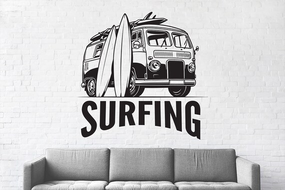 Surf Wall Decal Surfboard Art Wall Decal Beach Sport Vinyl | Etsy
