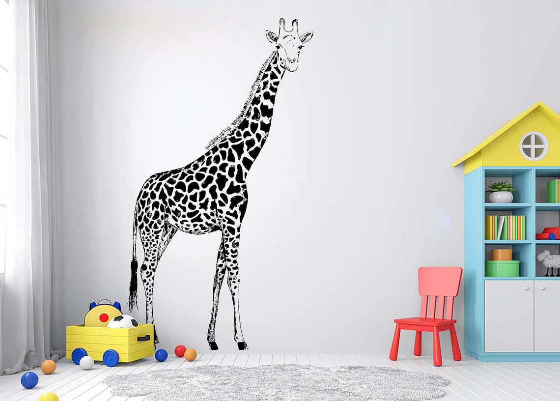 Giraffe Wall Decal Giraffe Wall Art Animal Wall Decor Animals - Etsy
