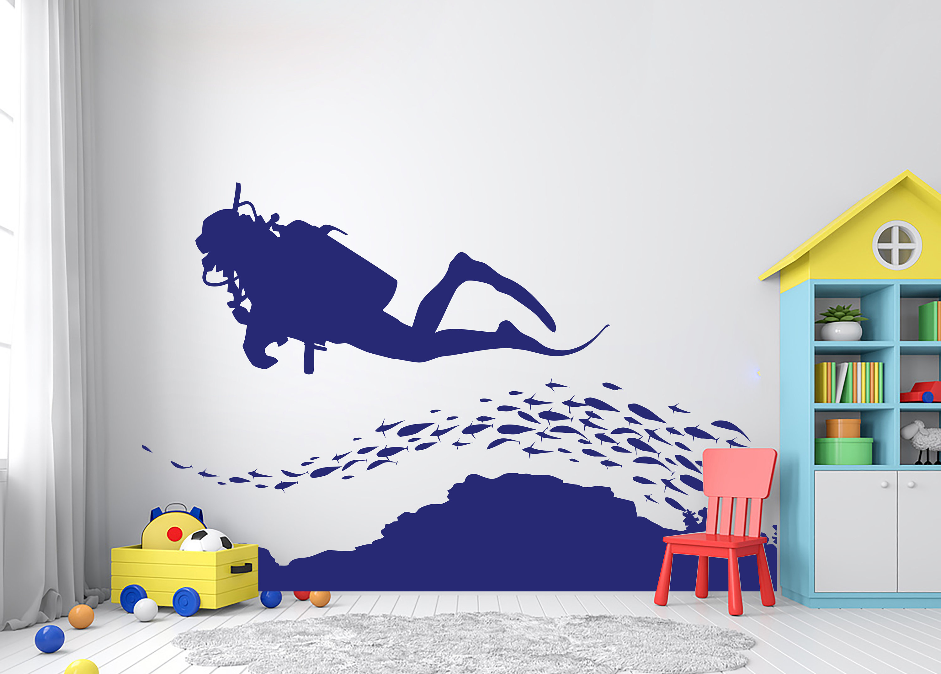 Scuba Diving Wall Decals Girl Diver Custom Name Sport Diving - Etsy