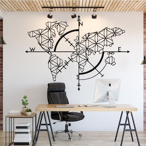 World Map Office Decor World Map Wall Art Home Office Stickers Wall ...
