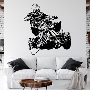 ATV Rider Wall Decal, Quad Wall Decor 4x4 Wheeler Offroad Bedroom Dirt ...