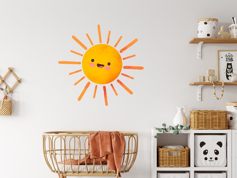 Sun Wall Decal Watercolour Room Decor Sunshine Wall Decor - Etsy