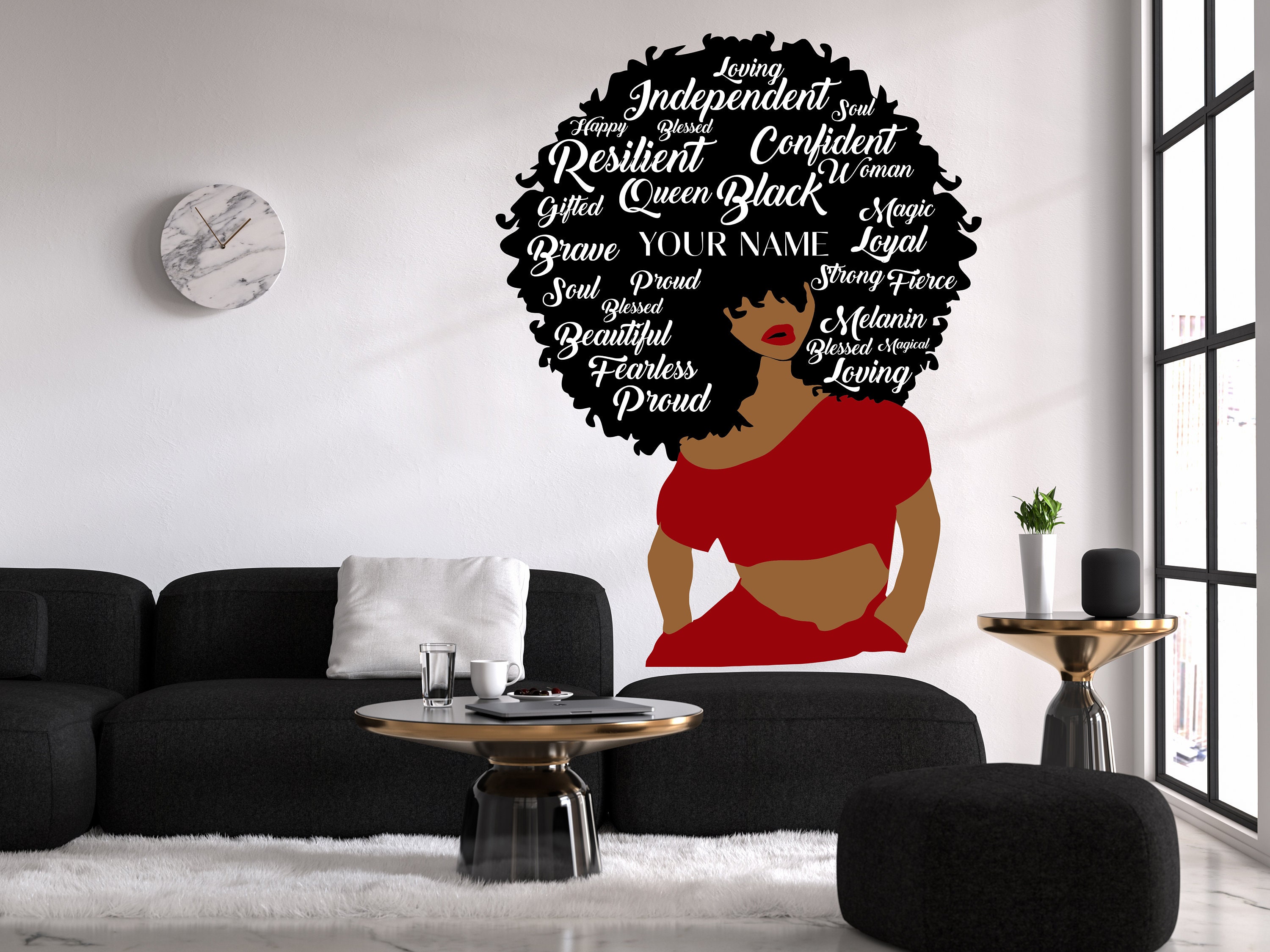 Afro Girl Queen Custom Wall Decal Afro Women Wall Decals - Etsy