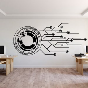 Circuit Board Wall Decal, Technology Vinyl Wall Art Decals, Gamer Room ...