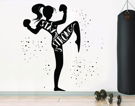 Stay Strong Woman Pretty Gym Wall Decal Custom Fitness Decor | Etsy