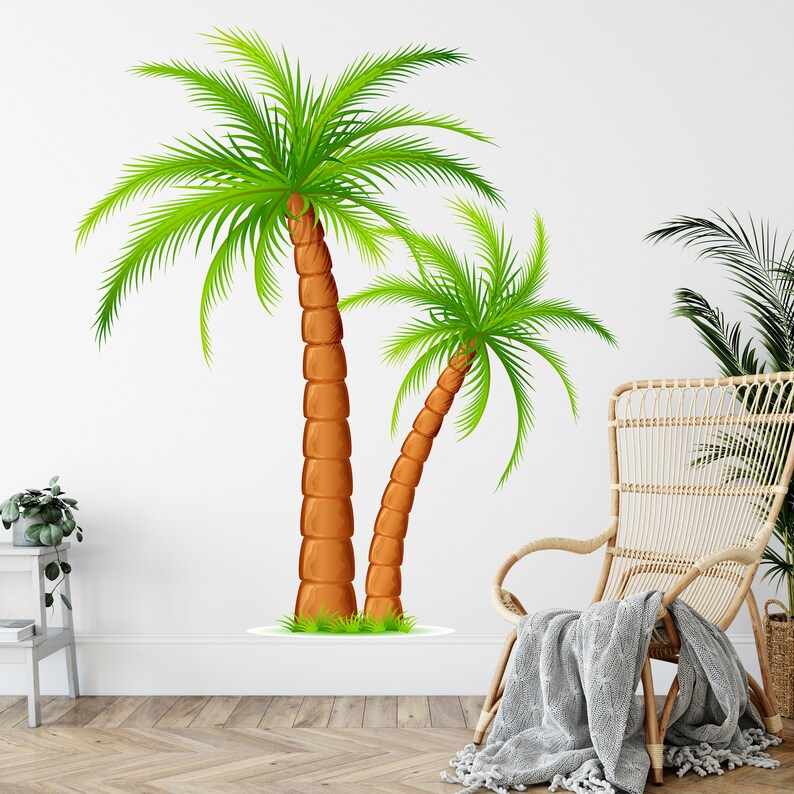 Palm Tree Wall Decals Palm Leaves Sticker Leaf Bedroom Tree Of Etsy