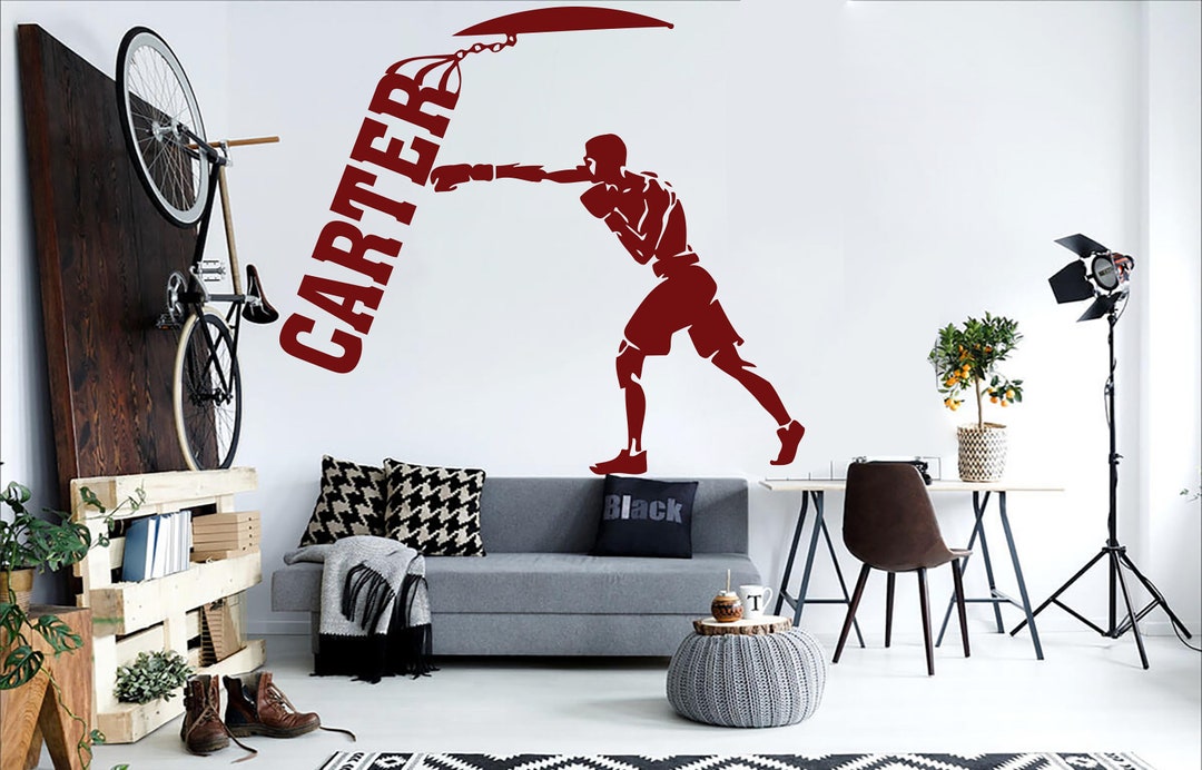 Boxing Wall Decor Custom Gloves Boxer Stickers Bedroom Sport Fight ...