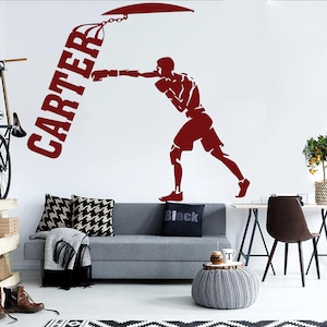 Boxing Wall Decor Custom Gloves Boxer Stickers Bedroom Sport Fight ...