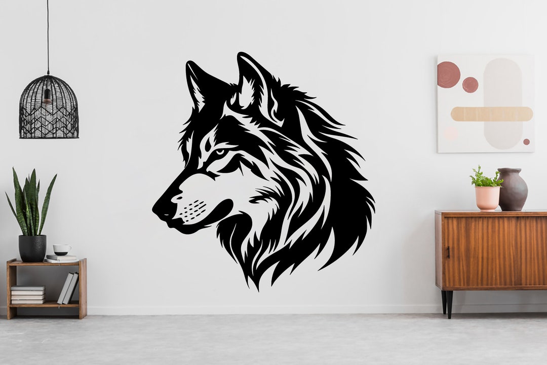 Wolf Head Wall Decal Animal Nature Wolf Dog Animals Anime Wall Decal ...