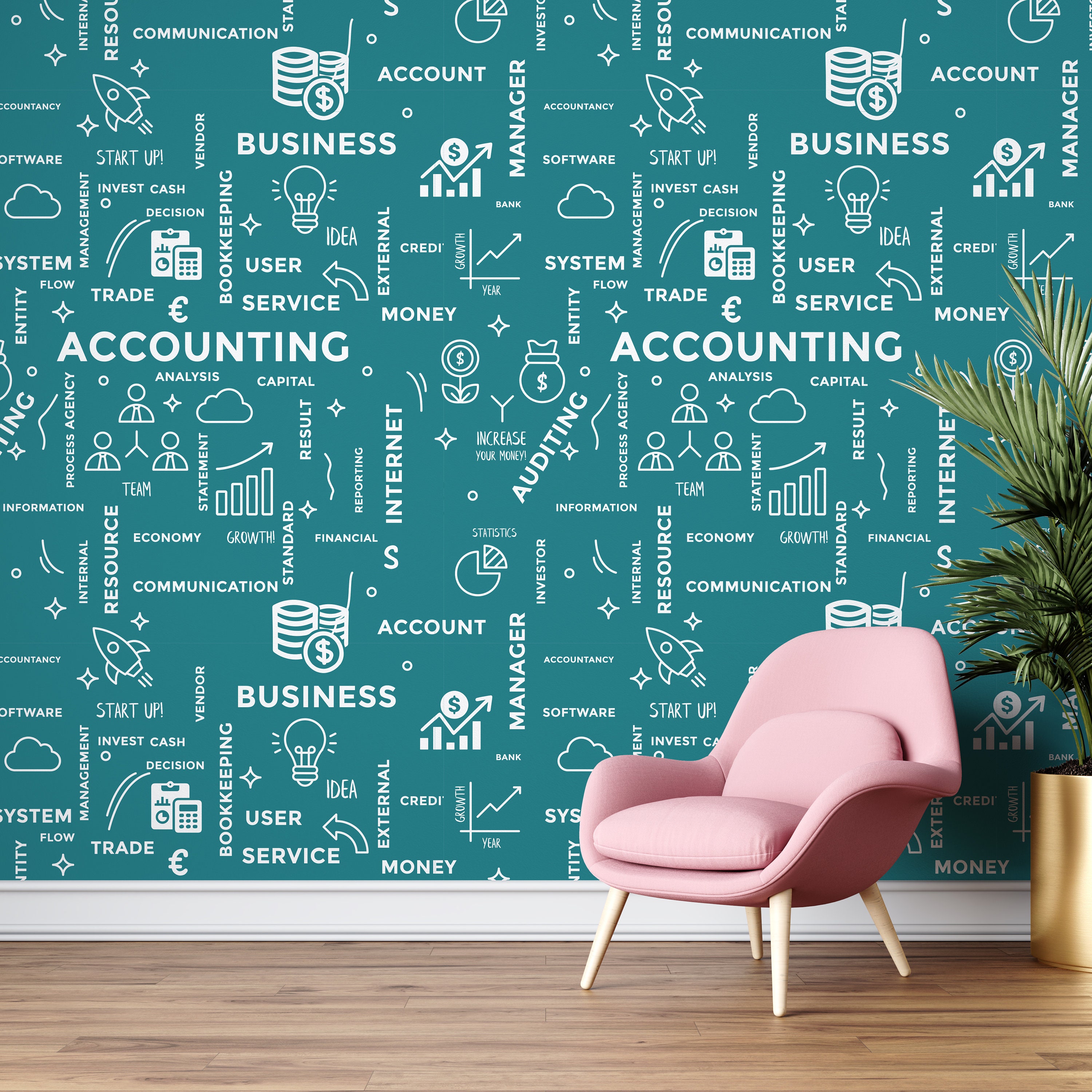 Accounting Decor Office Wall Decal Teamwork Business Wallpaper - Etsy