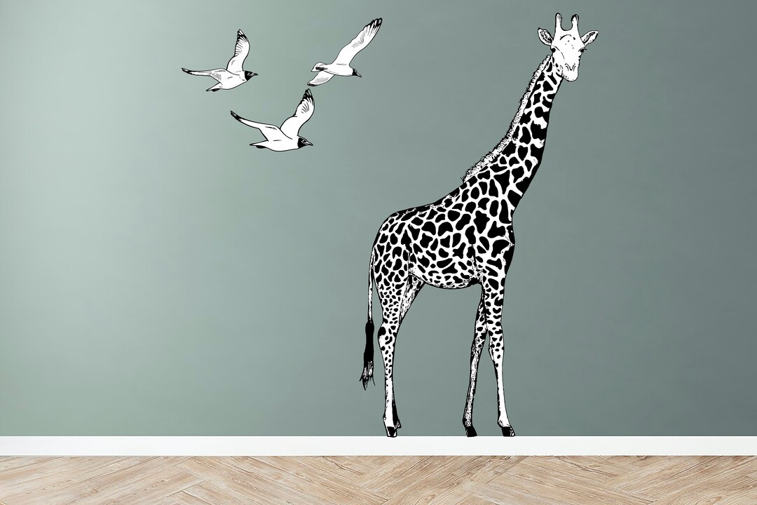 Giraffe Wall Decal Giraffe Wall Art Animal Wall Decor Seagull Birds ...